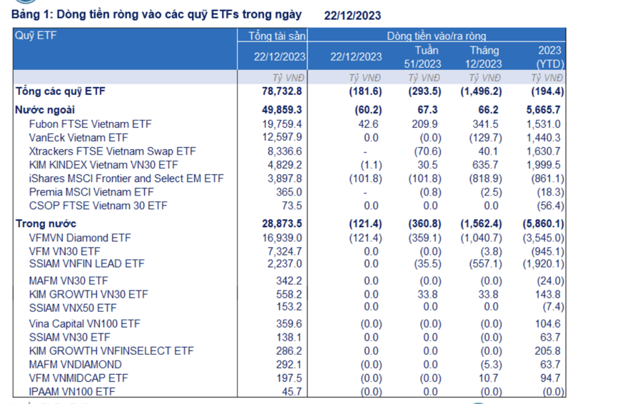 Trong khi các ETF ngoại vào ròng vì thấy thị trường rẻ, ETF nội lại bị rút vốn liên tục