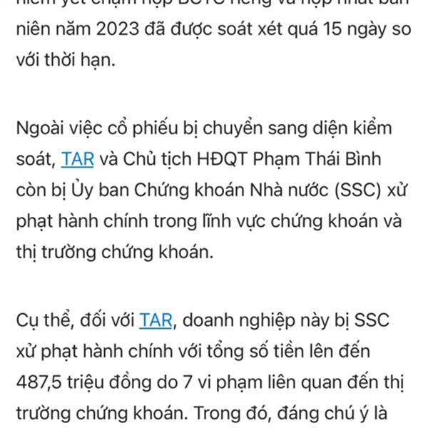 TAR - CTCP Nông nghiệp Công nghệ cao Trung An