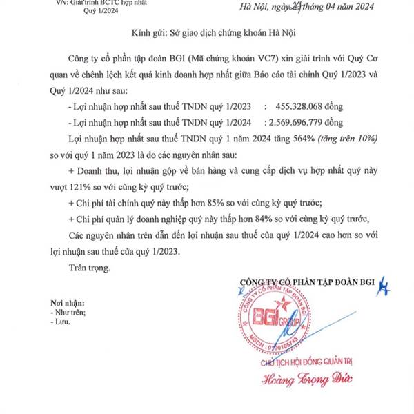 VC7 - CTCP Tập đoàn BGI