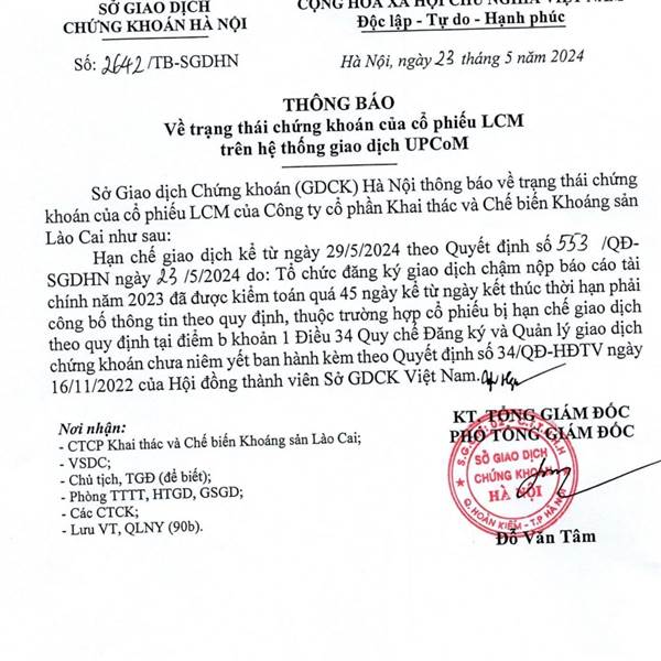 LCM - CTCP Khai thác và Chế biến Khoáng sản Lào Cai