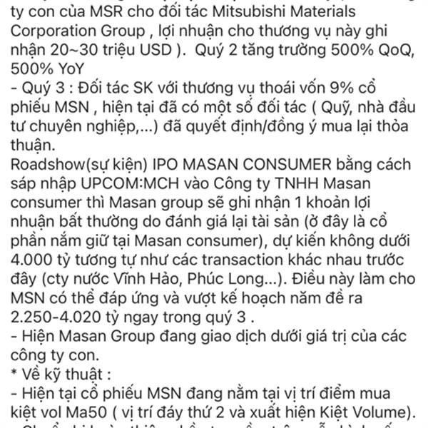 MSR - CTCP MaSan High - Tech Materials