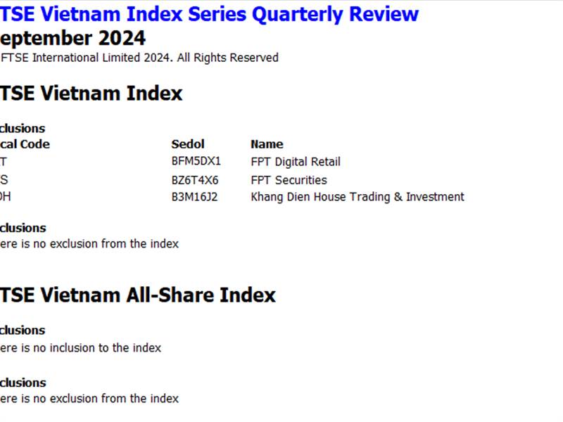 🔥KDH và bộ đôi cổ phiếu 'họ FPT' lọt rổ FTSE Viet...