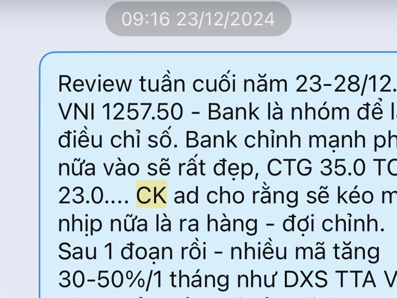 23/12 - CK kéo nhịp nữa 18/12 - VNI 1250 khó giảm...
