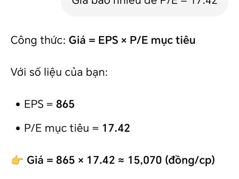 E hỏi Chart GPT làm sao để P/E con VPX = SSI thì n...